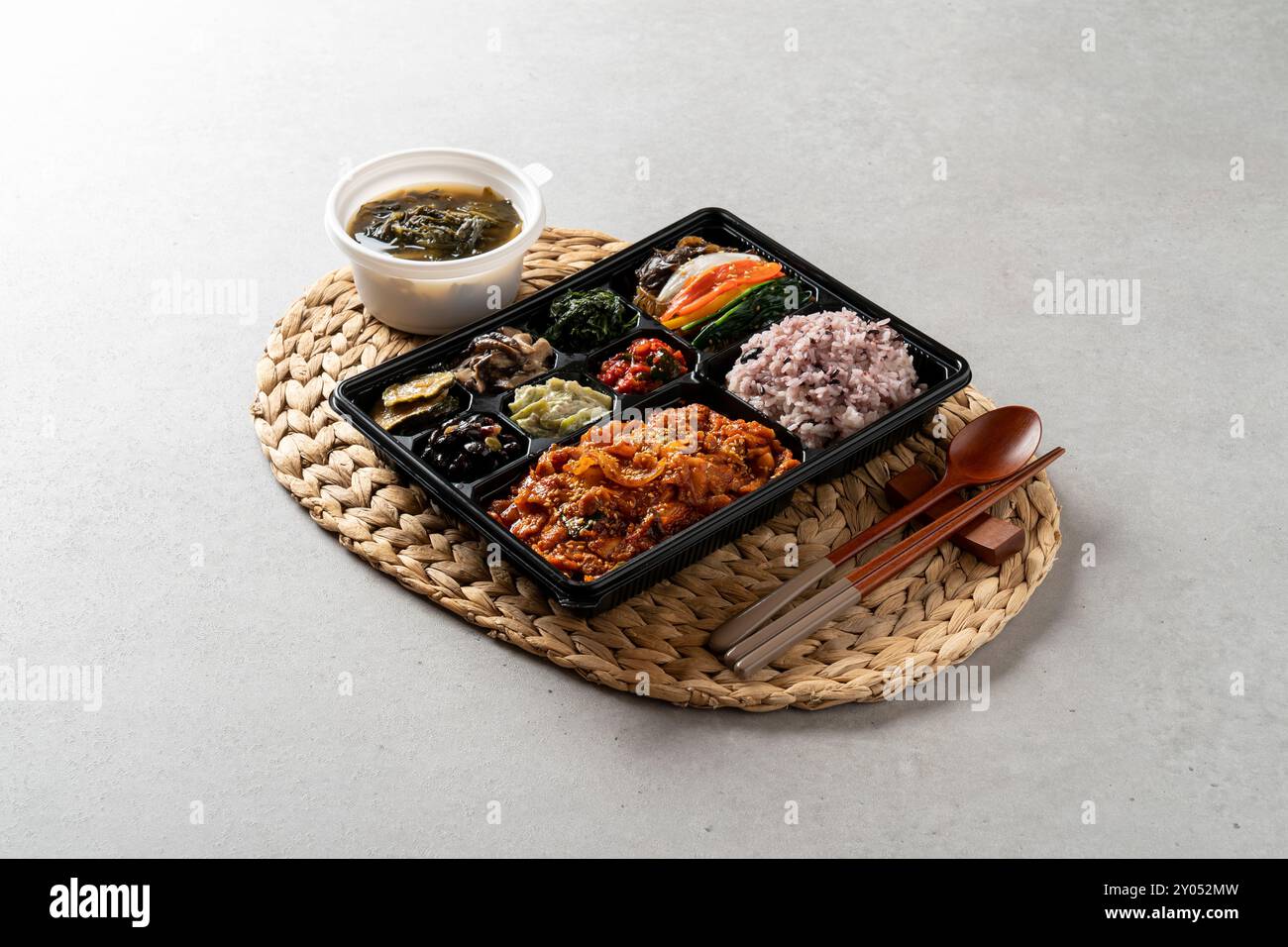 Korean food, barley oysters, stir-fried webfoot octopus, rice, side ...