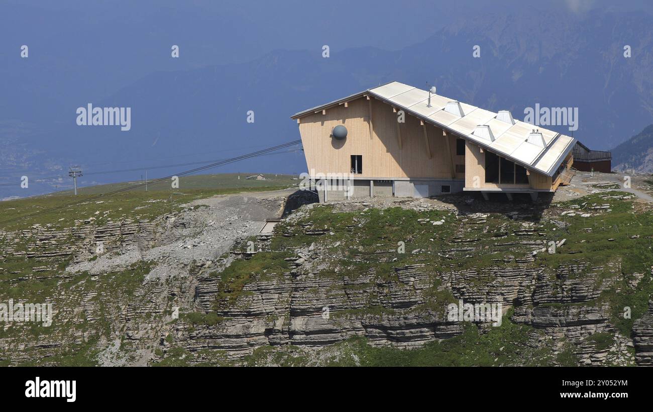 New summit station of the Chaserrugg cable car, Switzerland, Europe ...