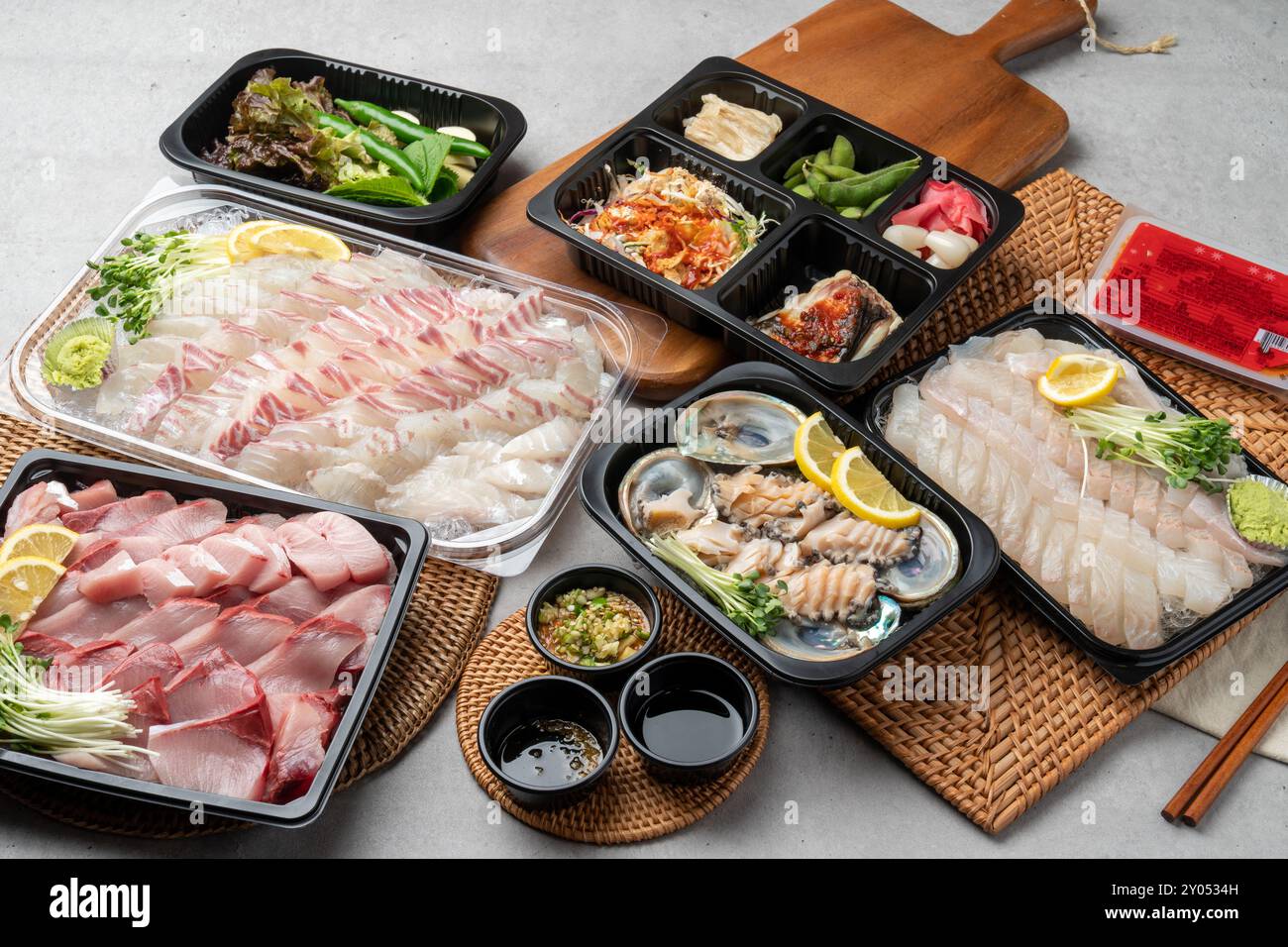 Japanese, sea eel, sea bass, sashimi, sea bream, yellowtail, red pepper ...