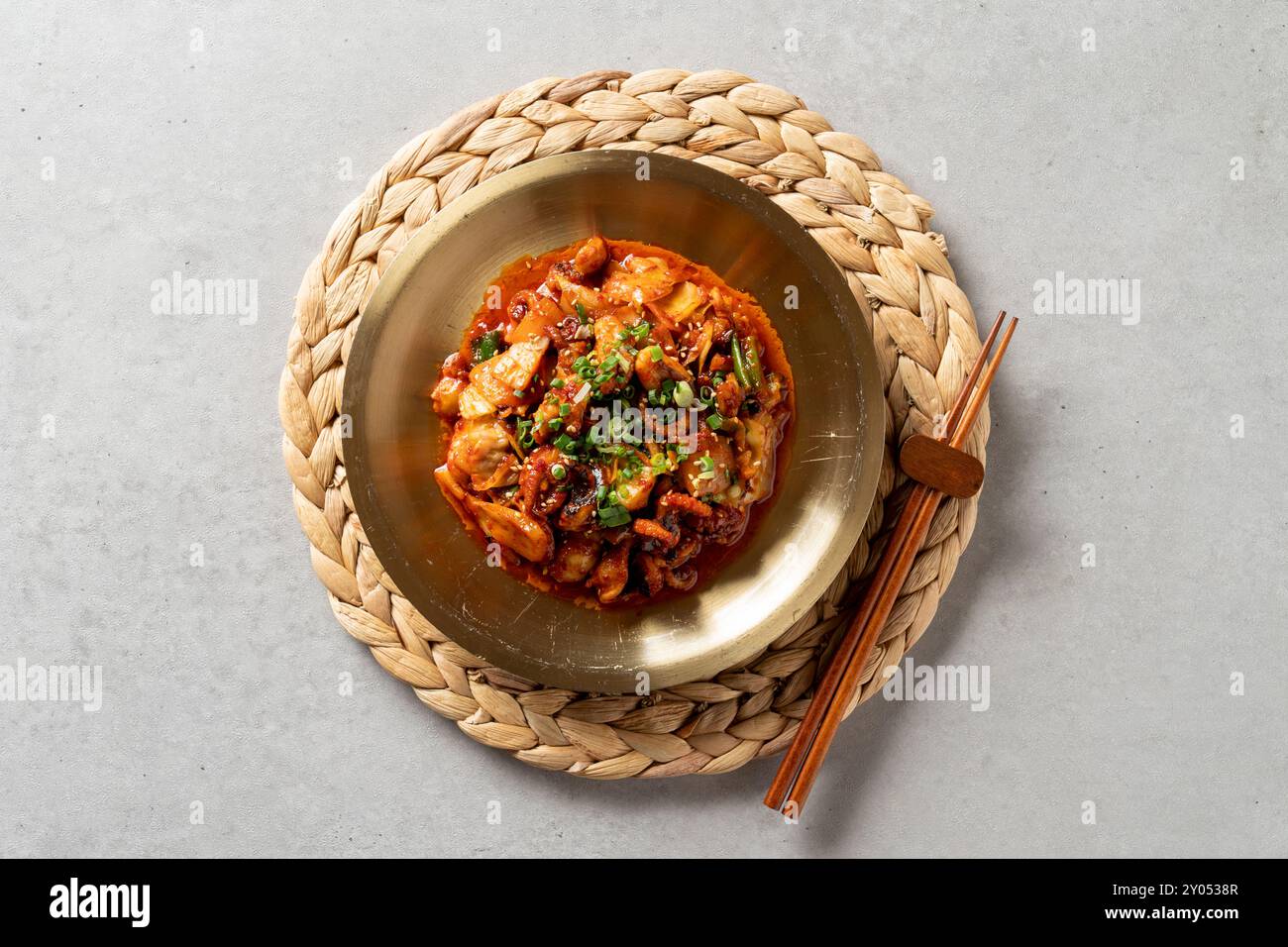 Korean food, barley oysters, stir-fried webfoot octopus, rice, side ...