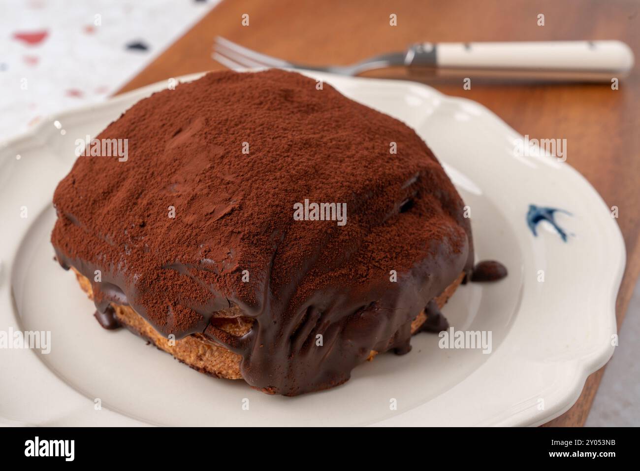 Chocolate cream croissant, croissant, whipped cream, bread, pastry ...