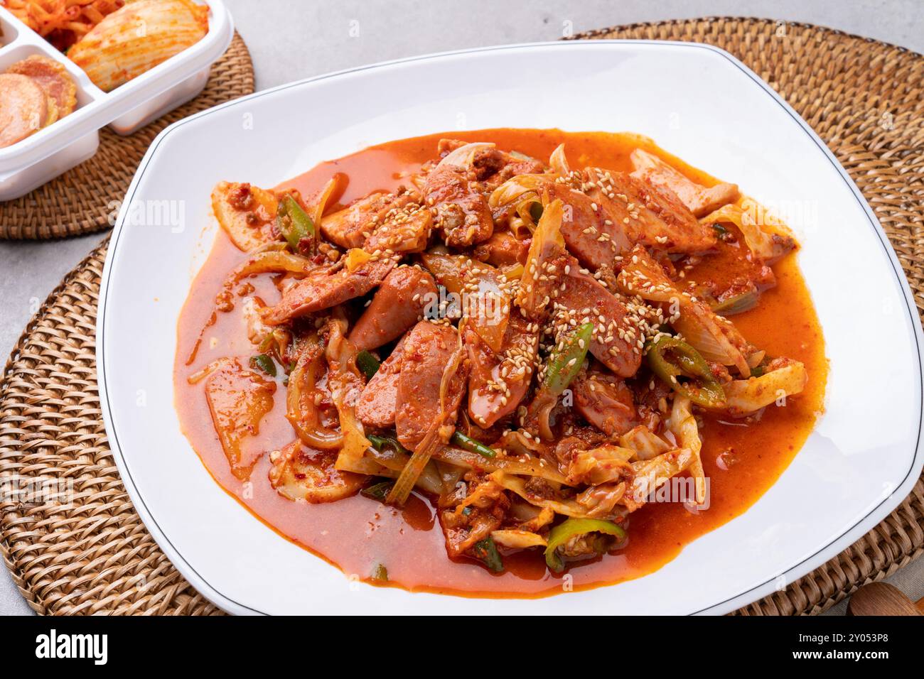 Korean food, pork back ribs, steamed pork back ribs, spicy, stir-fried ...