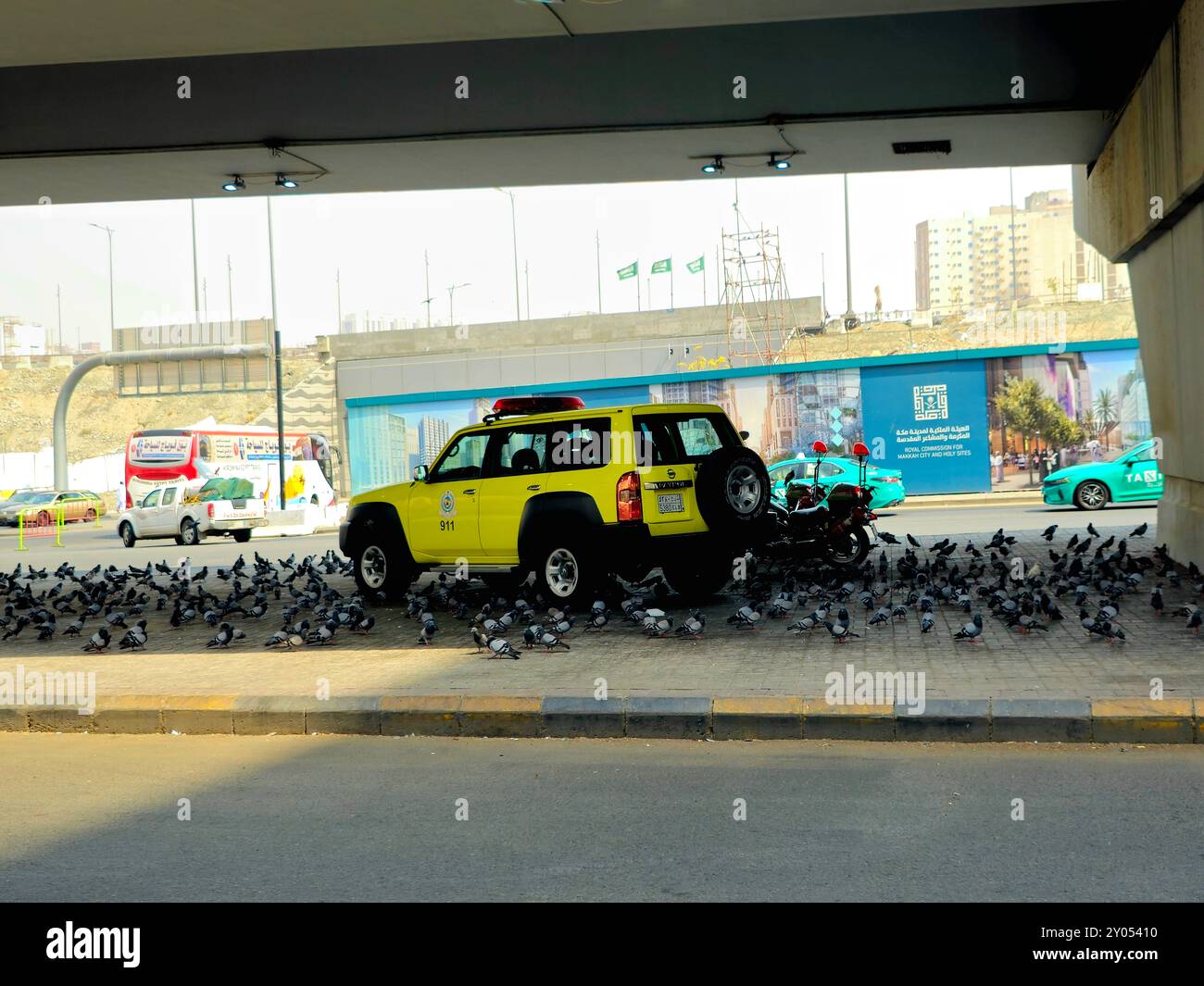 Mecca, Saudi Arabia, June 8 2024: A Nissan Patrol civil defense car ...