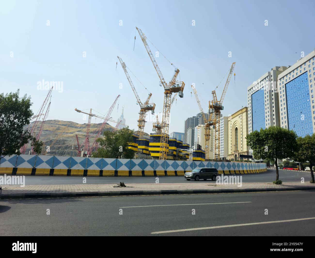 Mecca, Saudi Arabia, June 8 2024: Cranes of a construction site of a ...