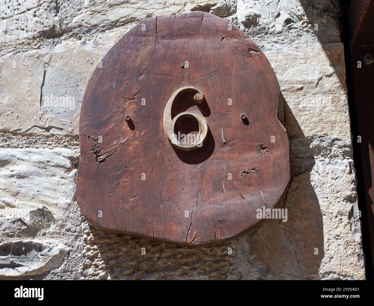 poster on the wall. number in wood Stock Photo - Alamy