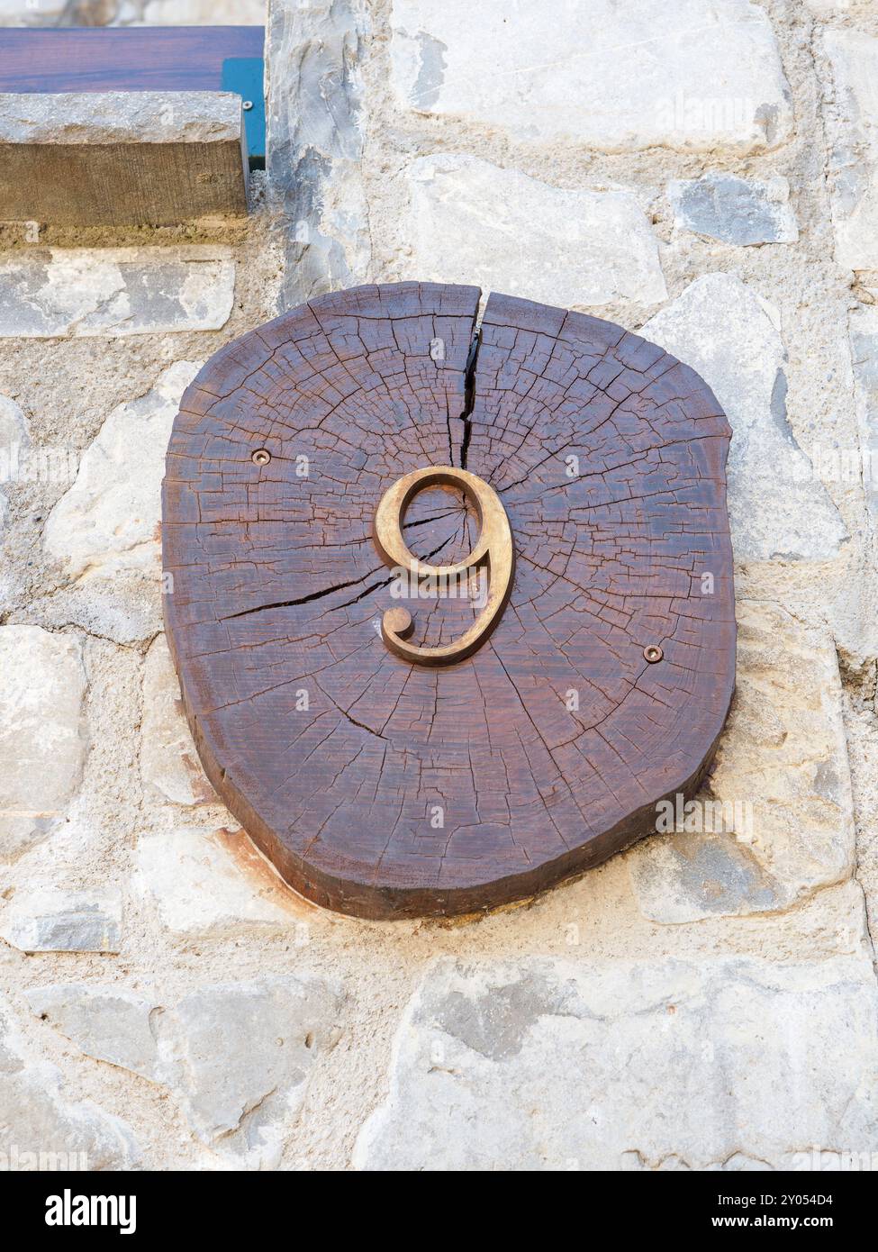 poster on the wall. number in wood Stock Photo - Alamy