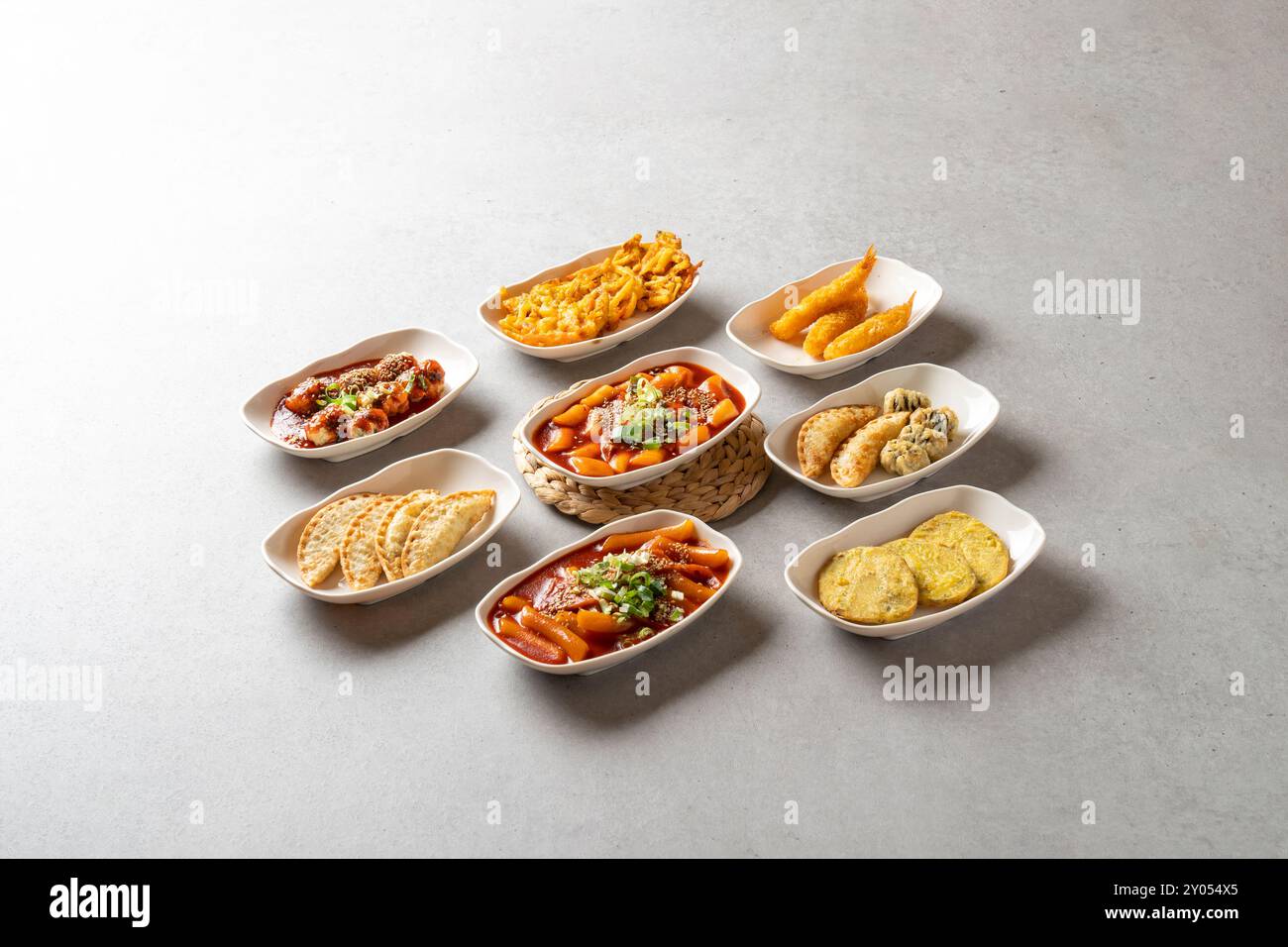 Assorted Fritters Korean food dish Anchovy Rice Balls rolled rolls of ...