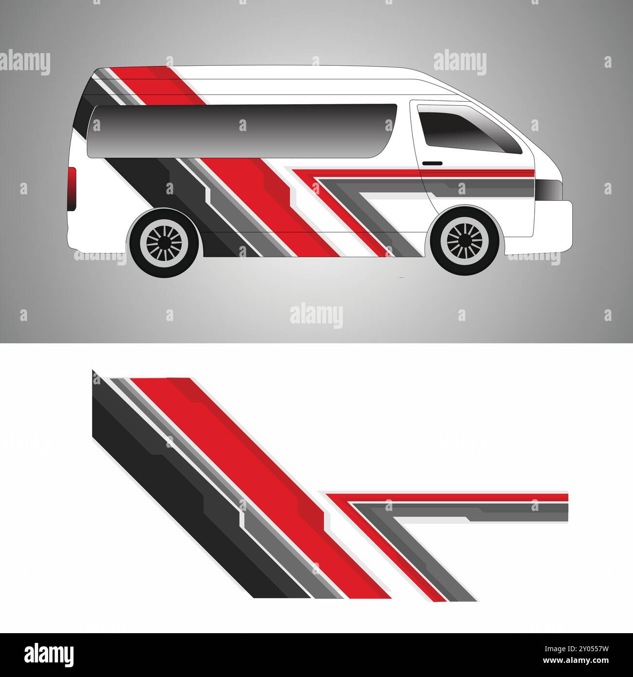 car van decal design vector. commercial van wrap decals Stock Vector ...