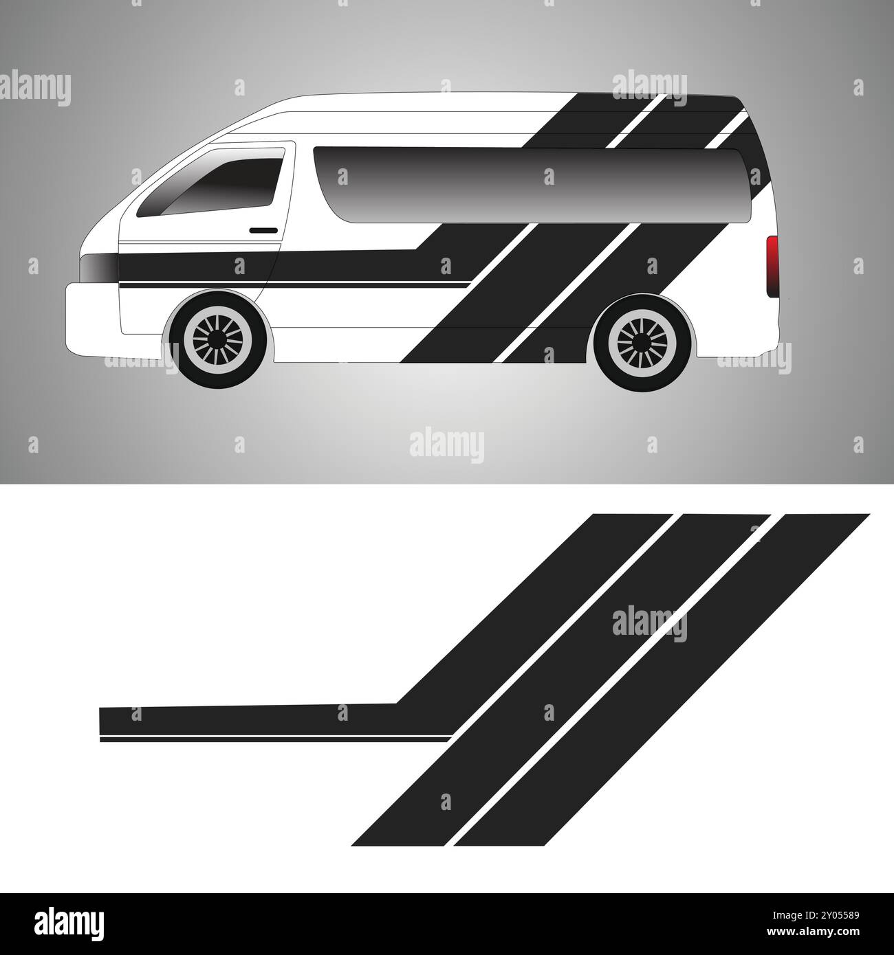 car van decal design vector. commercial van wrap decals Stock Vector ...
