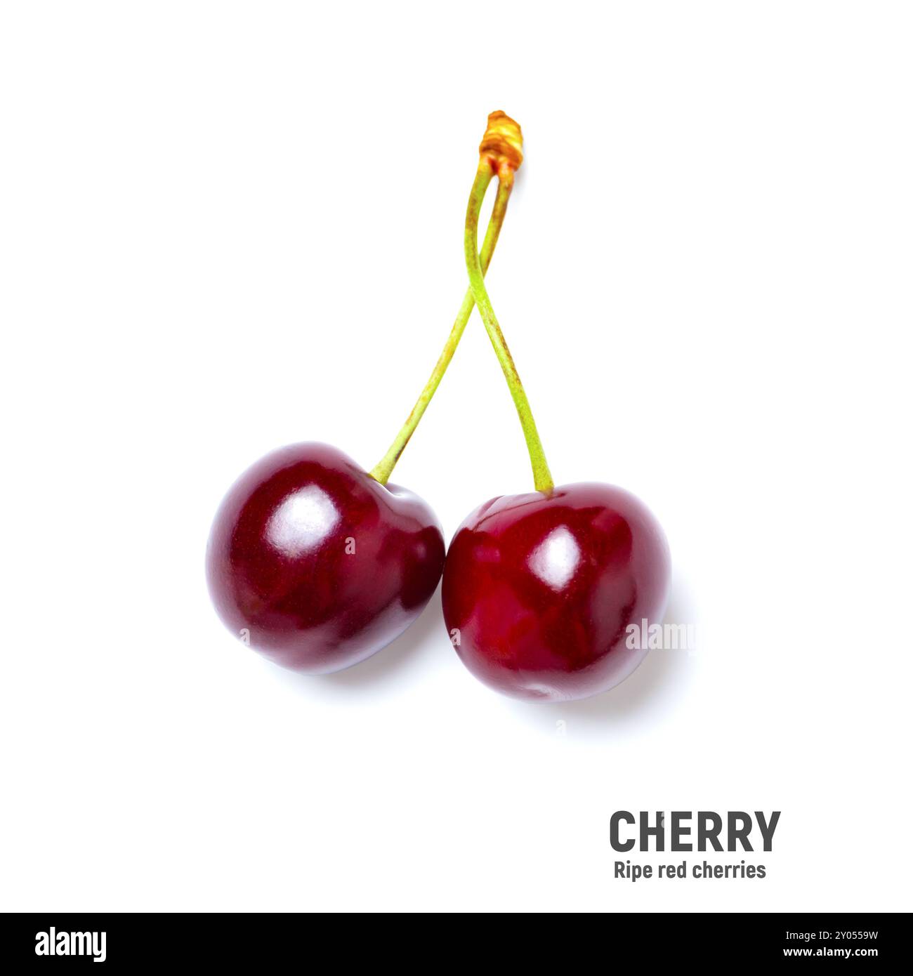 Sweet red cherries isolated on white background Stock Photo - Alamy