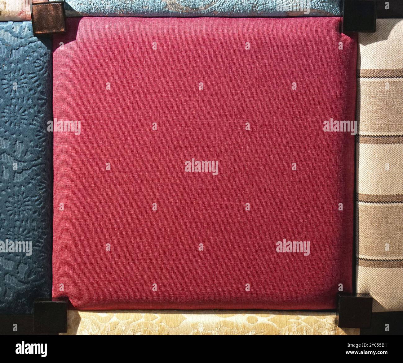 Red textile material square chair seat Stock Photo - Alamy