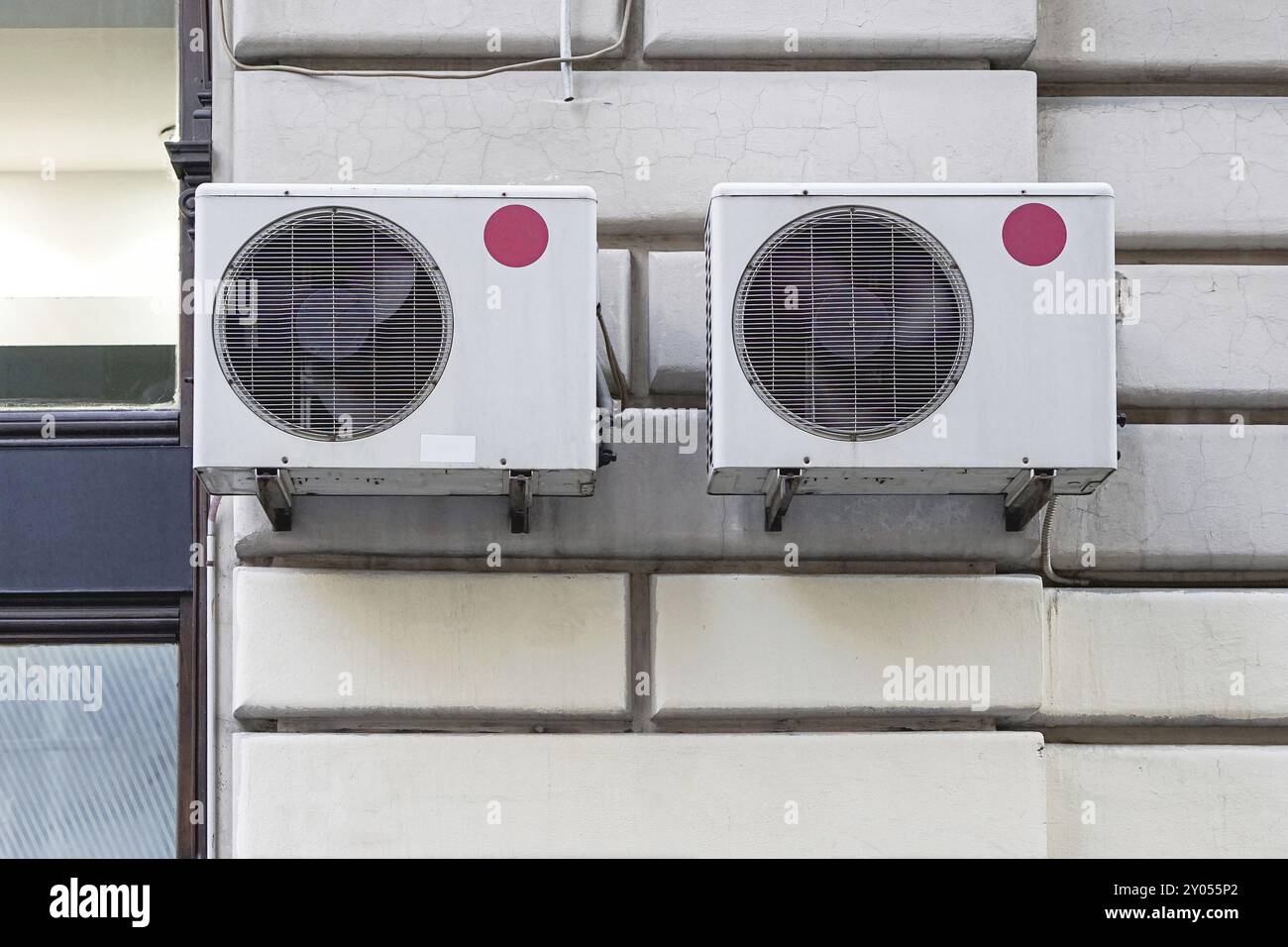 Two external air conditioner device units Stock Photo - Alamy