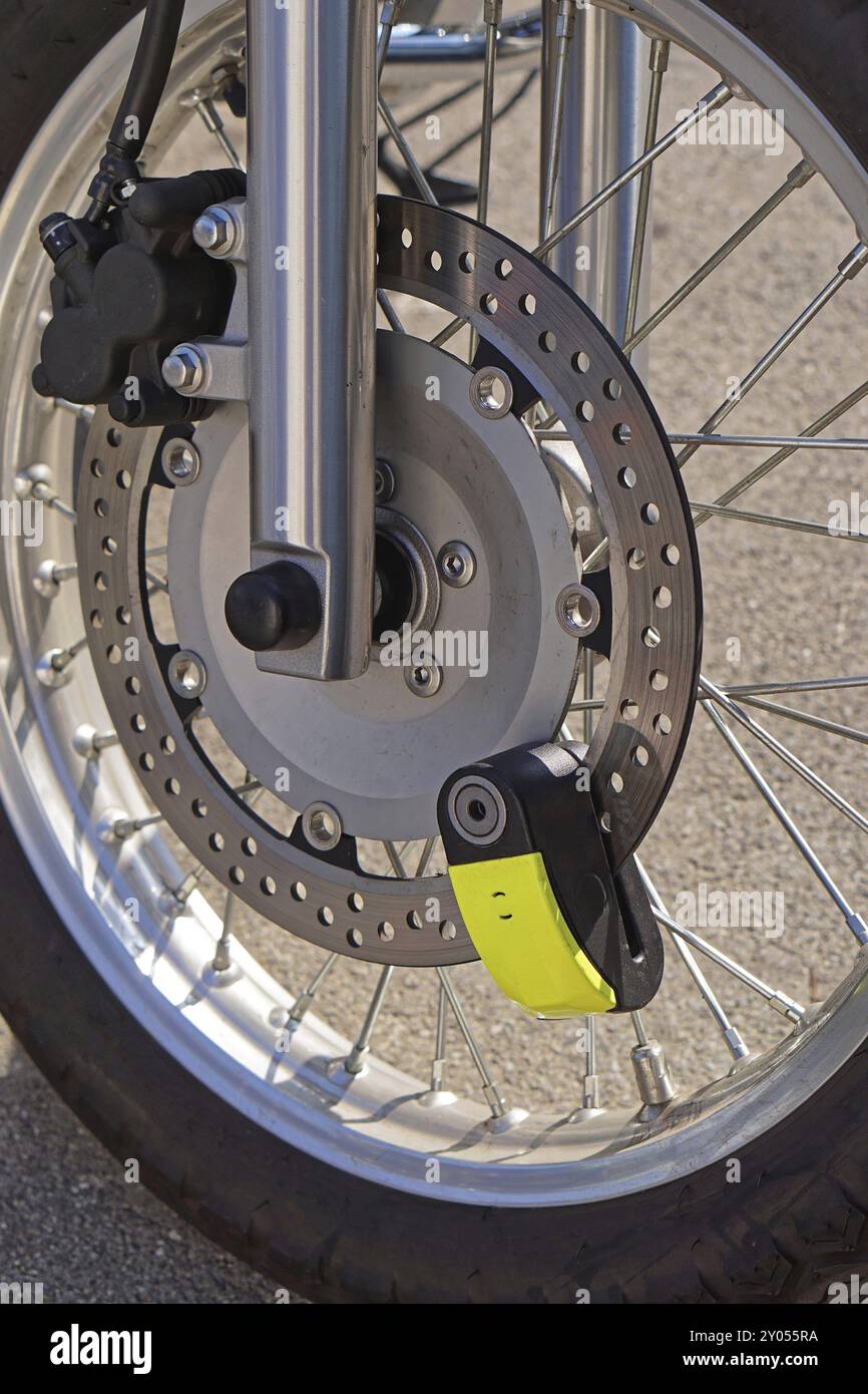 Disc brake lock with alarm motorcycle safety Stock Photo - Alamy