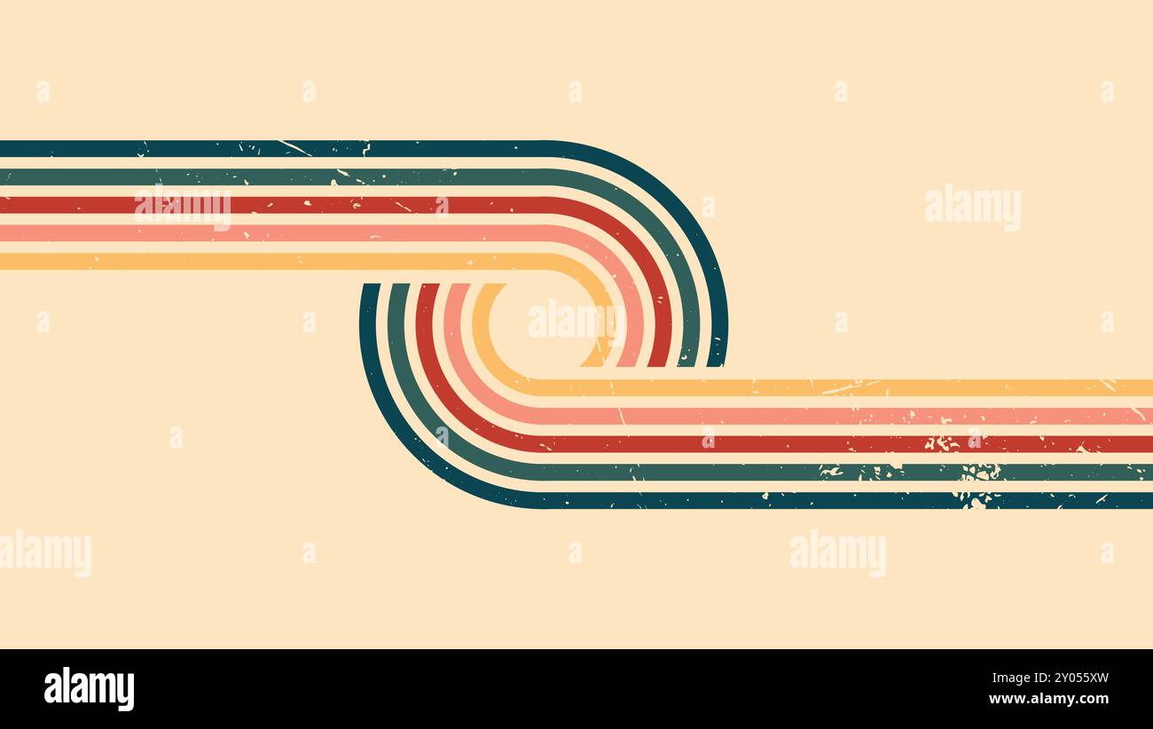 Abstract background of rainbow groovy Wavy Line design in 1970s Hippie ...