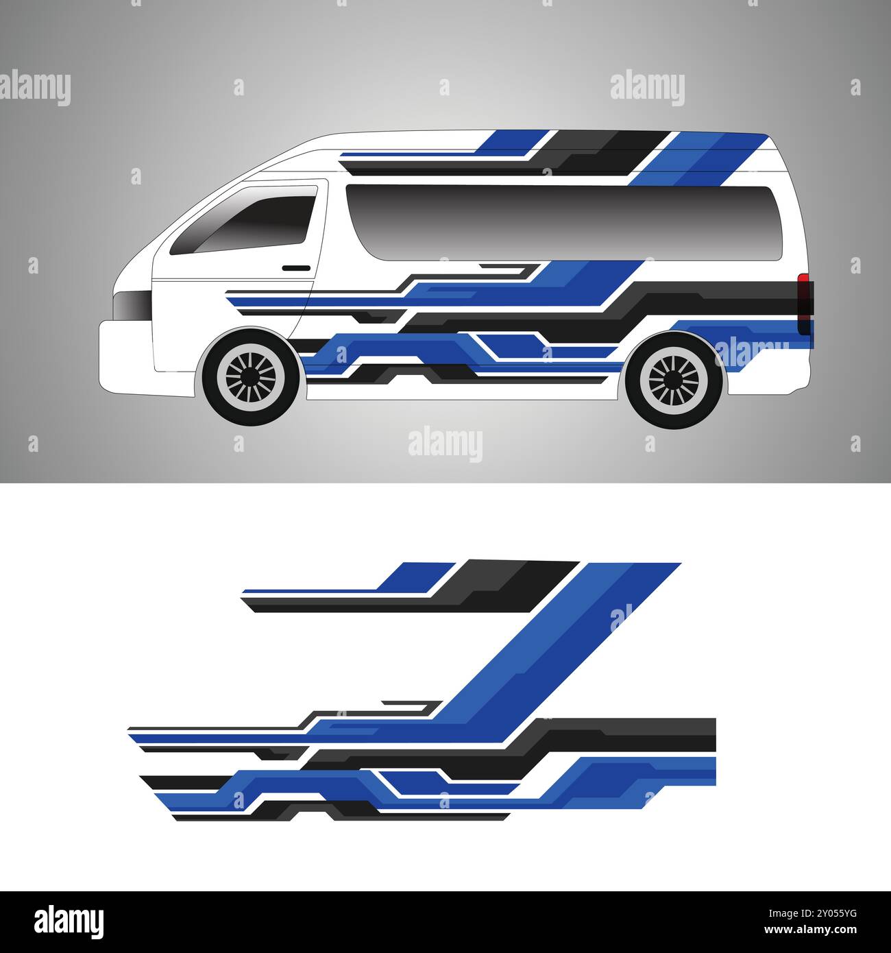 car van decal design vector. commercial van wrap decals Stock Vector ...