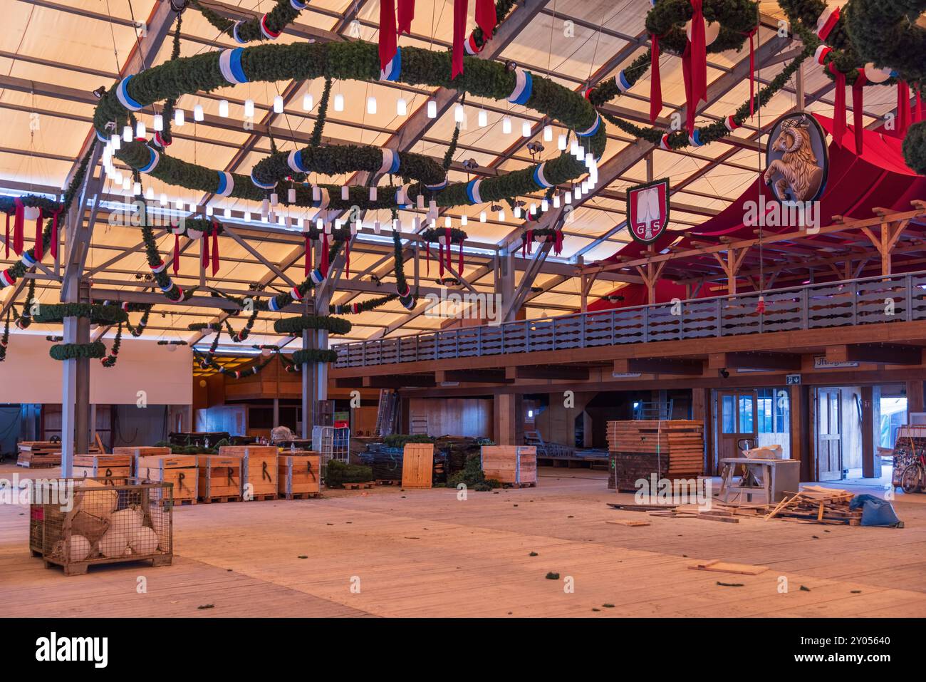 MUNICH, GERMANY - AUGUST 30: Setup of the annual Oktoberfest in Munich ...
