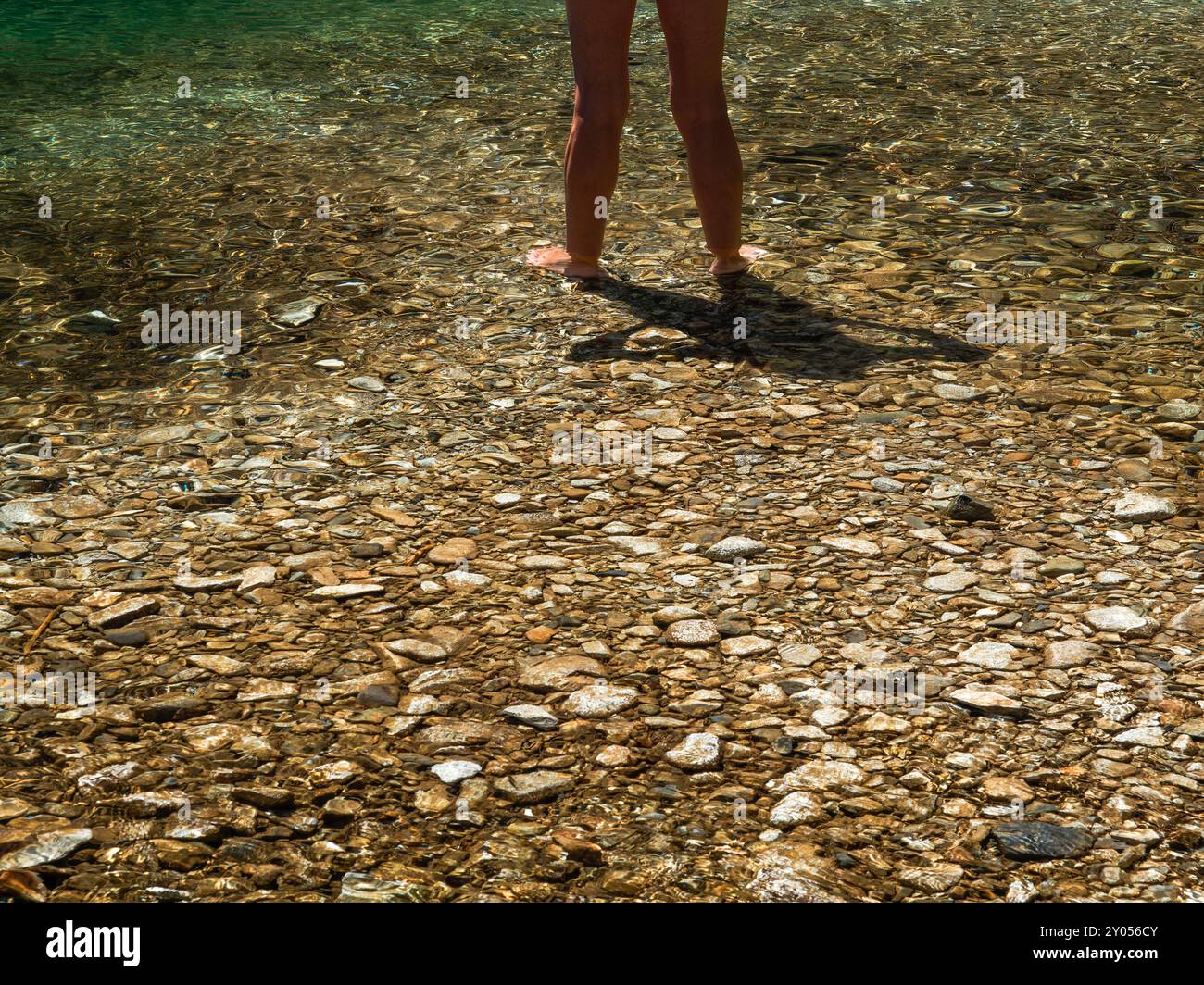 Cryotherapy, putting your feet in cold water. feet immersed in the ...