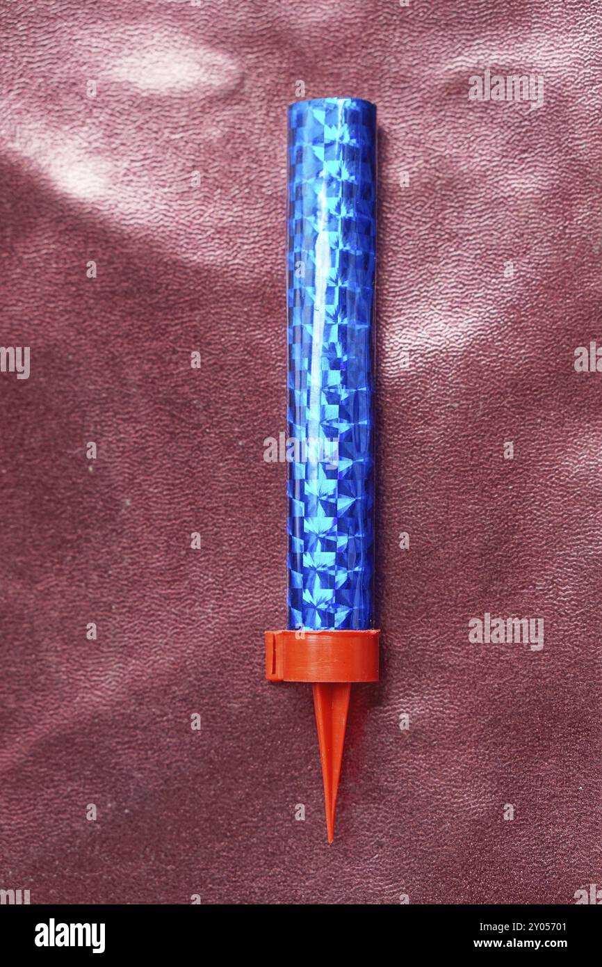 One blue fountain party candle fireworks Stock Photo - Alamy