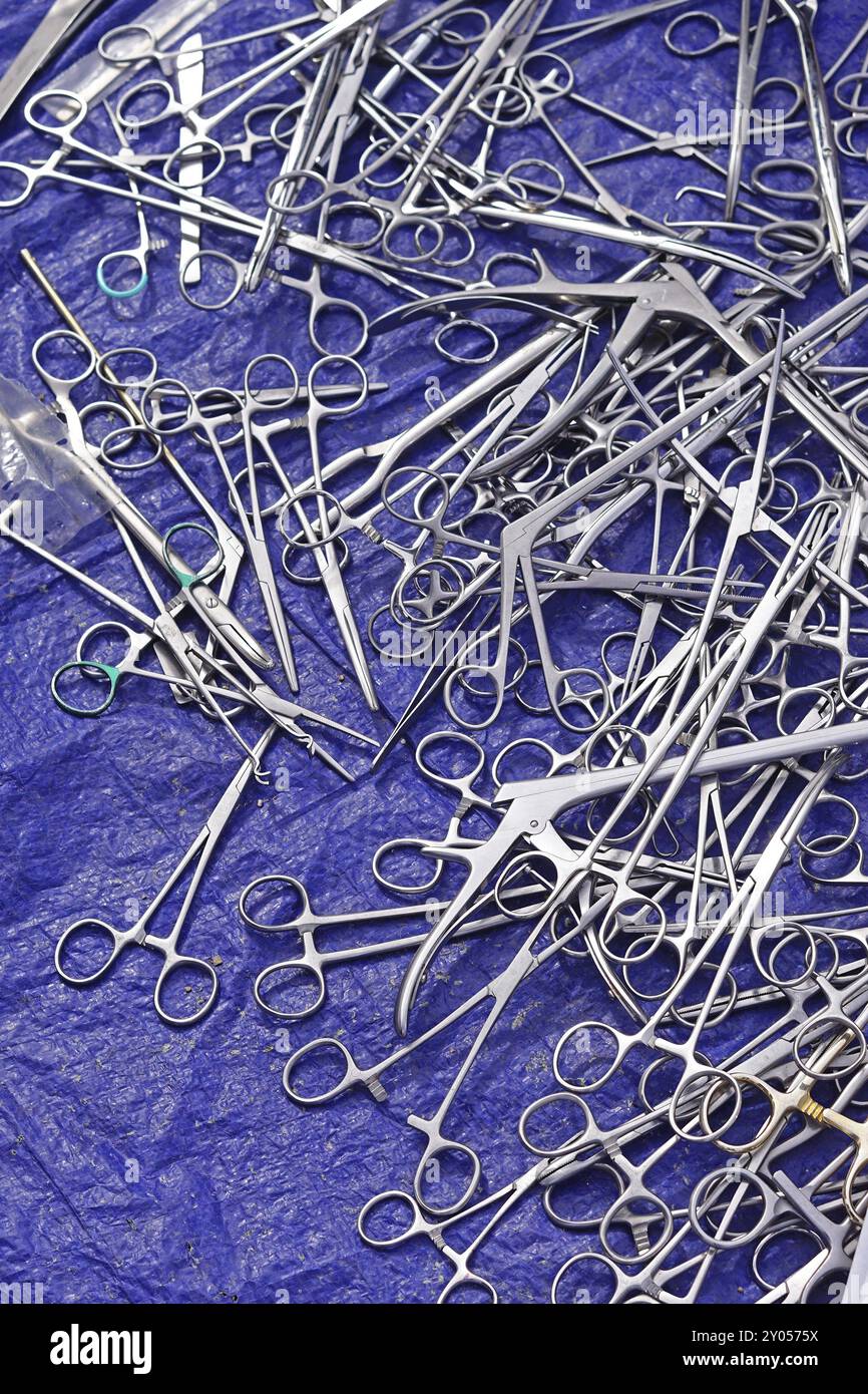 Big collection of various medical scissors equipment Stock Photo - Alamy