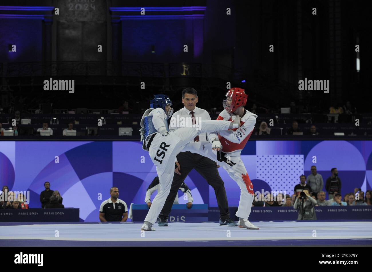 Ali Can Ozcan (TUR, Red) and Asaf Yasur (ISR, Blue) competing in the ...