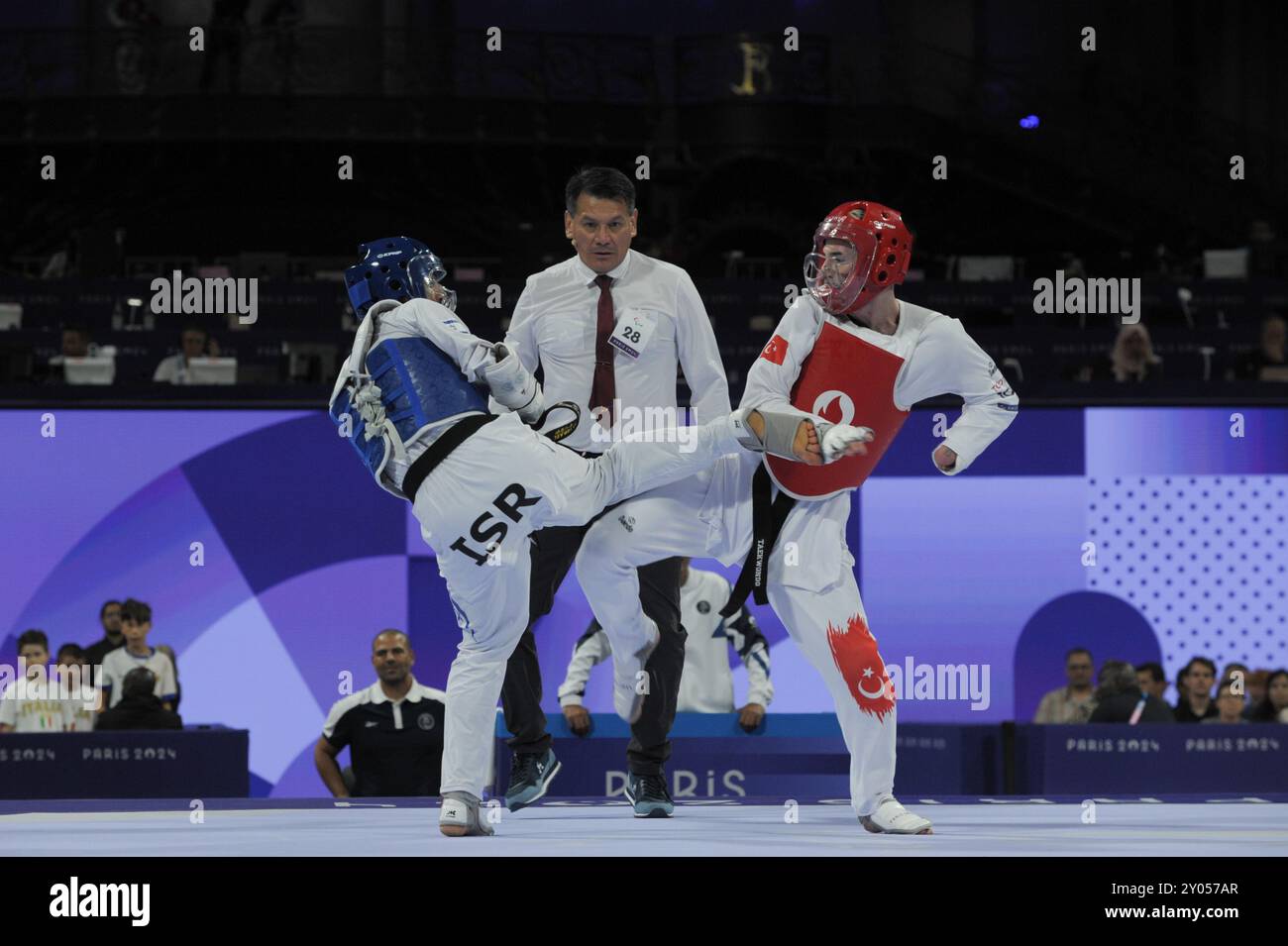 Ali Can Ozcan (TUR, Red) and Asaf Yasur (ISR, Blue) competing in the ...