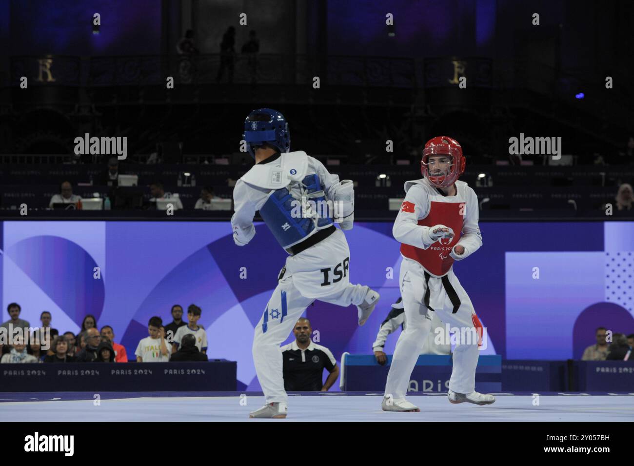 Ali Can Ozcan (TUR, Red) and Asaf Yasur (ISR, Blue) competing in the ...