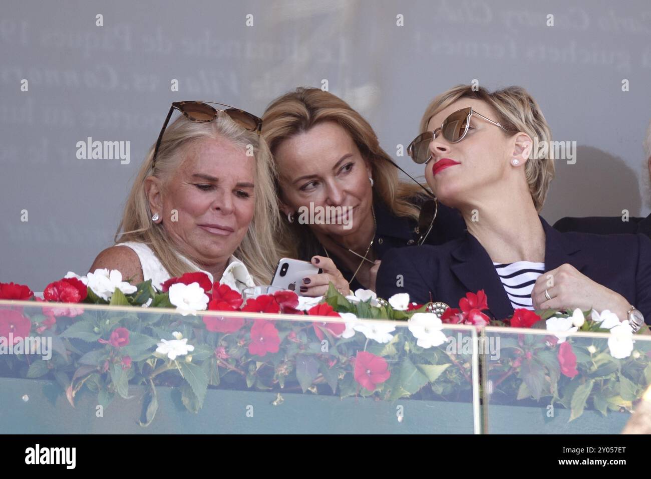Princess Charlene of Monaco in the royal box at the Monte-Carlo Country ...