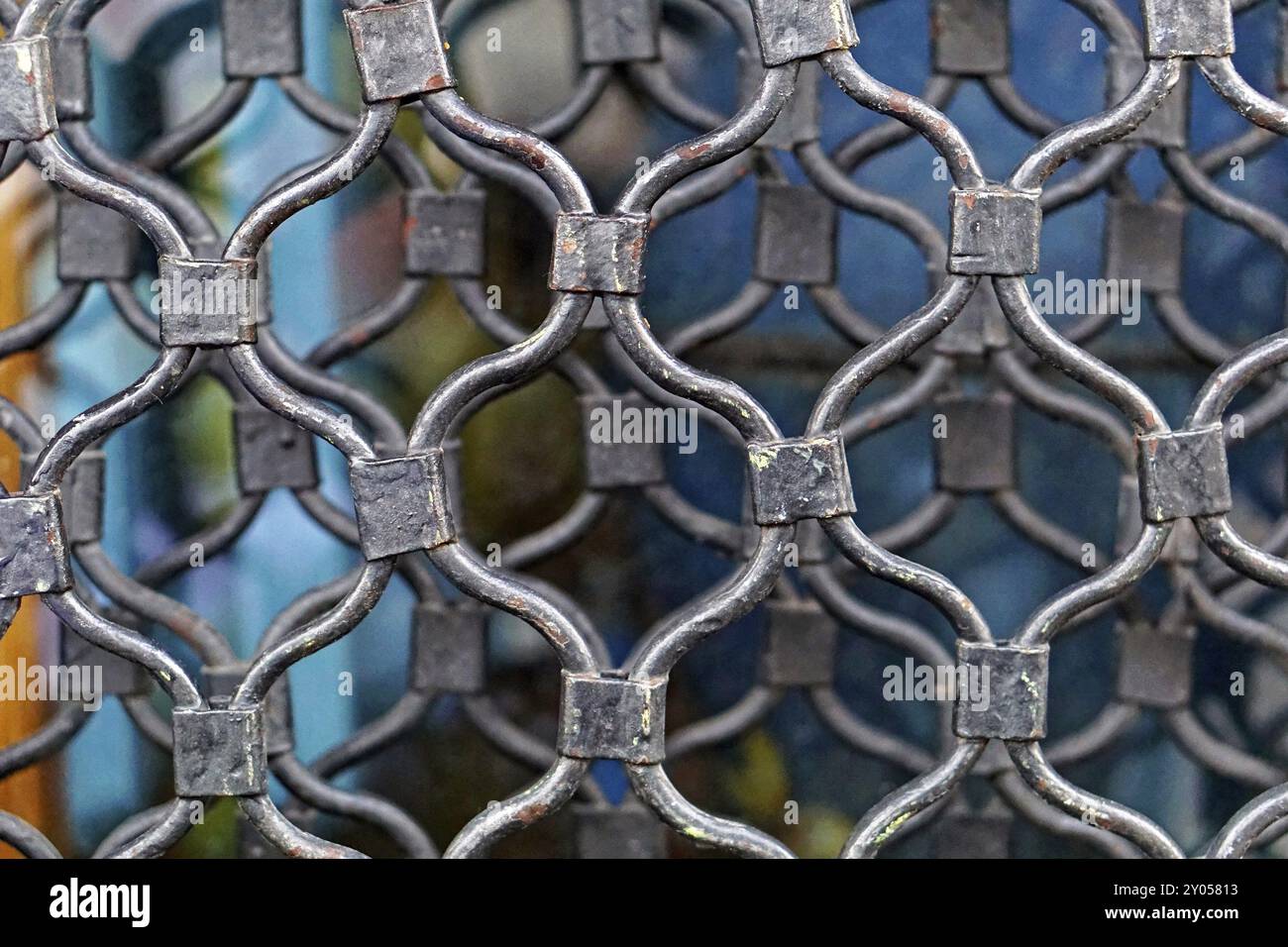 Steel metal mesh wire security grille Stock Photo - Alamy