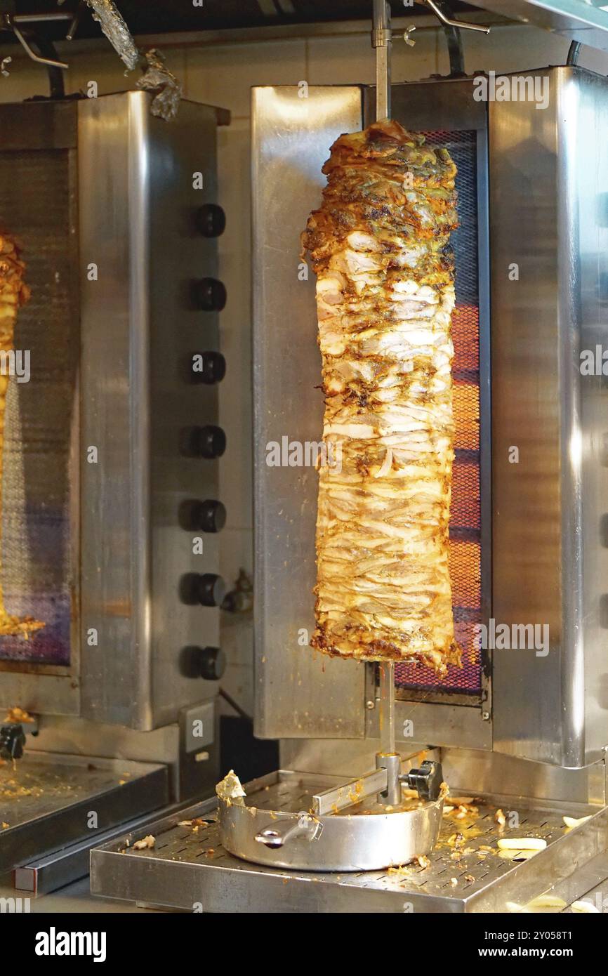 Gyros grill meat at Greek fast food restaurant Stock Photo - Alamy