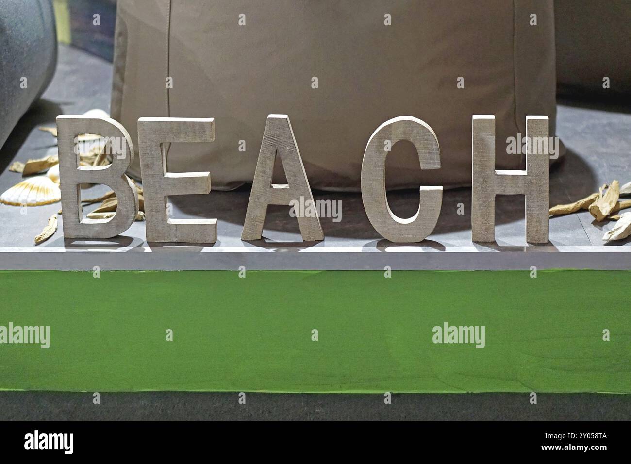 Wooden 3d font letters beach Stock Photo - Alamy