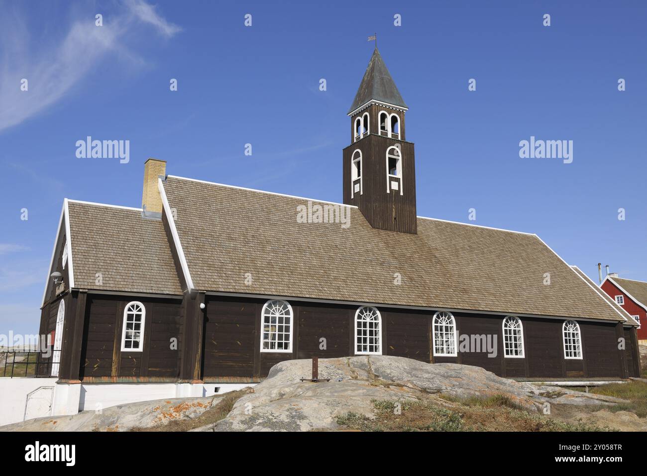 Zion church, Ilulissat, Icefjord, Disko Bay, Qaasuitsup, Greenland ...
