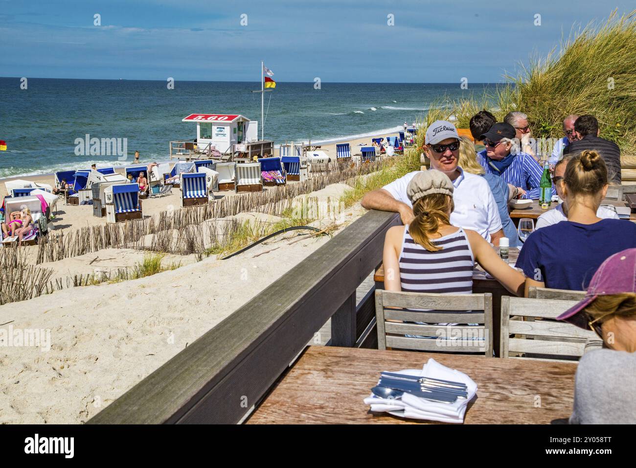 Cult beach restaurant Sansibar, outdoor area, Rantum, island of Sylt ...