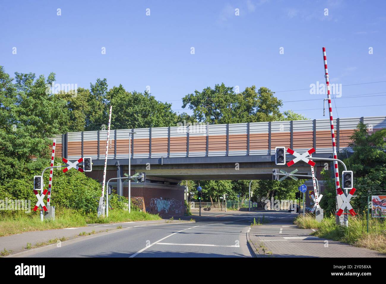 Barrier and road signs railroad hi-res stock photography and images - Alamy