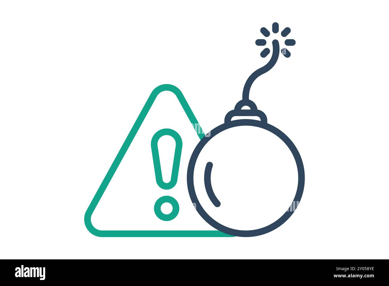 Threats icon. line icon style. exclamation mark with bomb. icon related ...