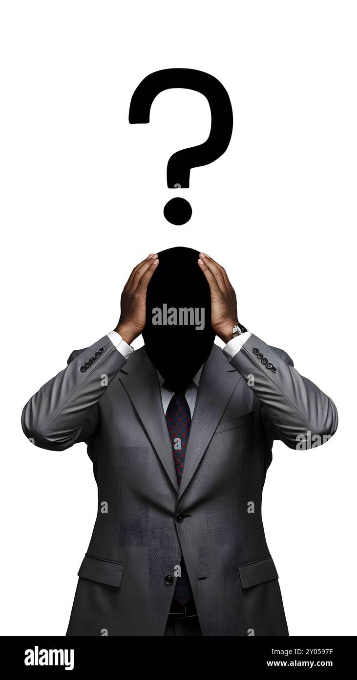 Black symbol of the human head with the words The question mark ...