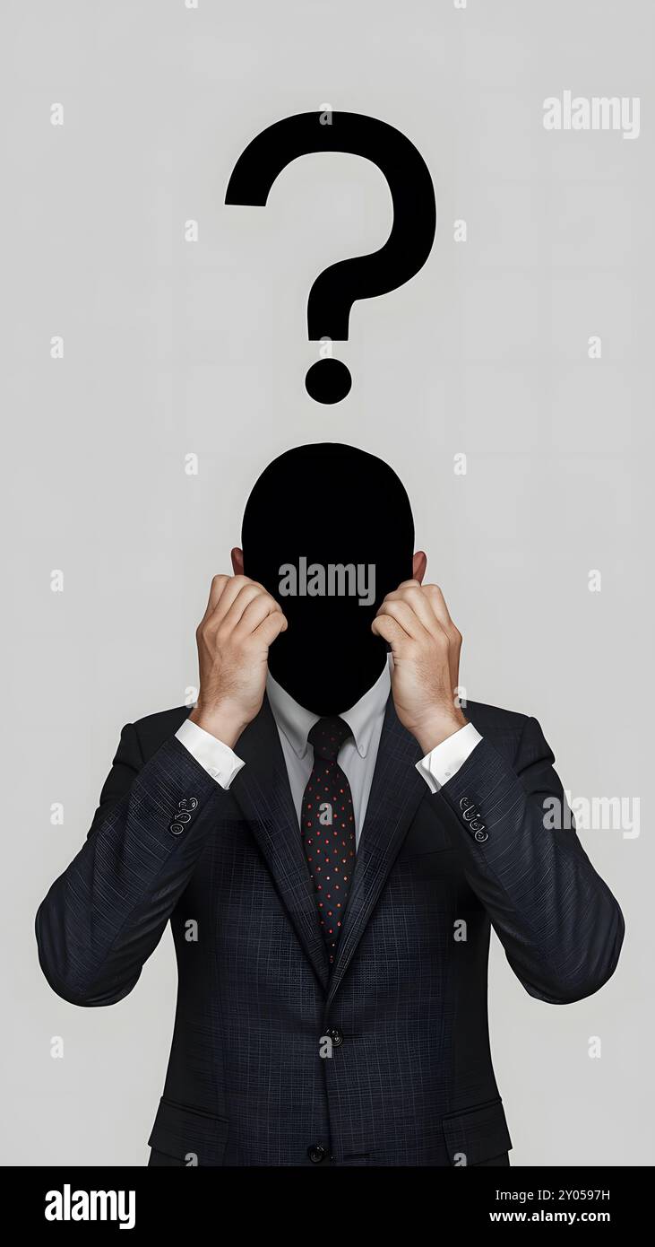 Black symbol of the human head with the words The question mark ...