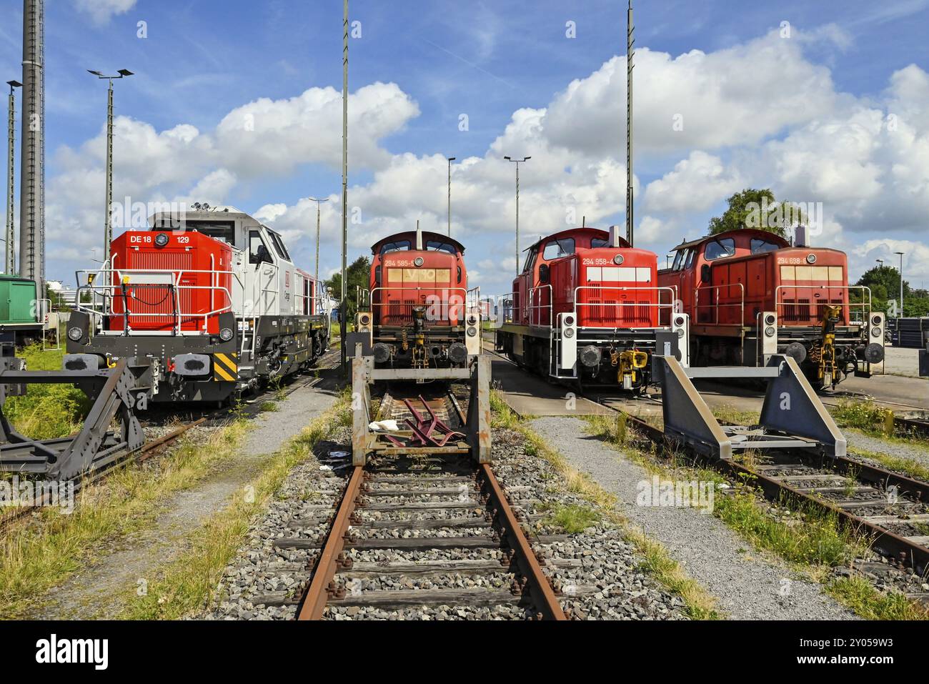Locomotives on the siding at the buffer stop, Bremerhaven, Bremen ...
