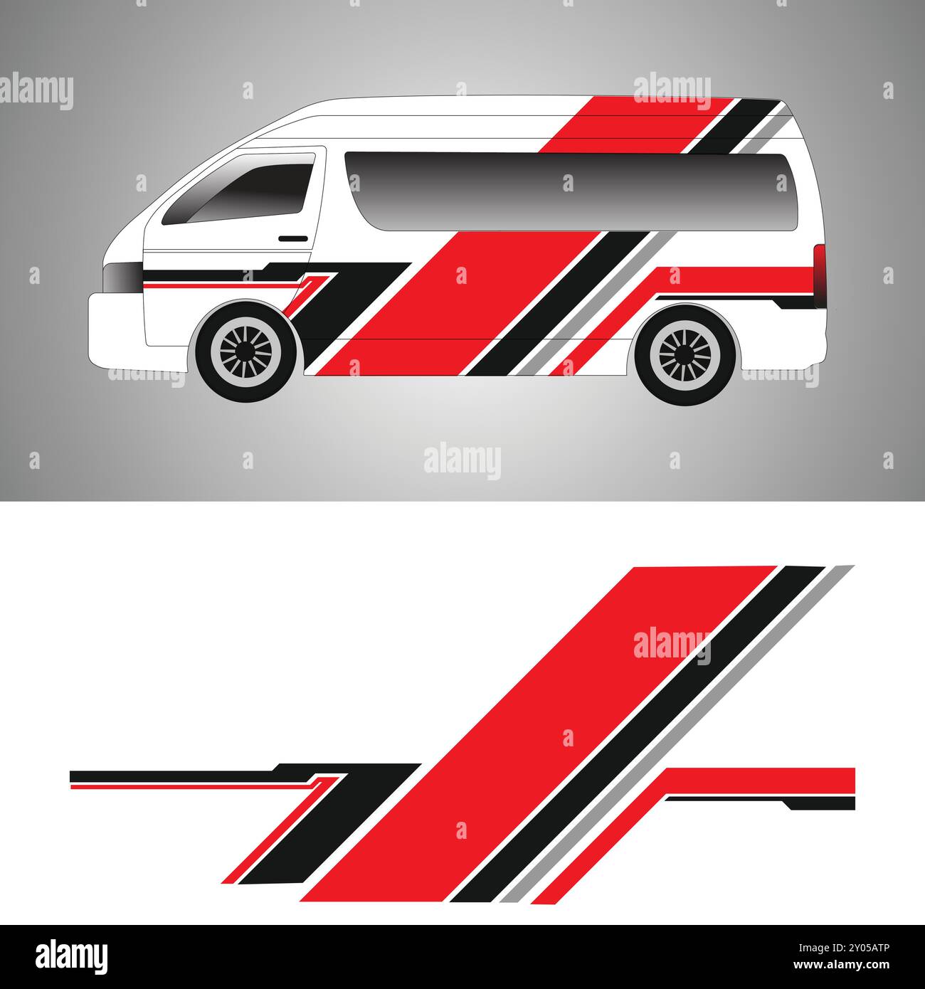 car van decal design vector. commercial van wrap decals Stock Vector ...