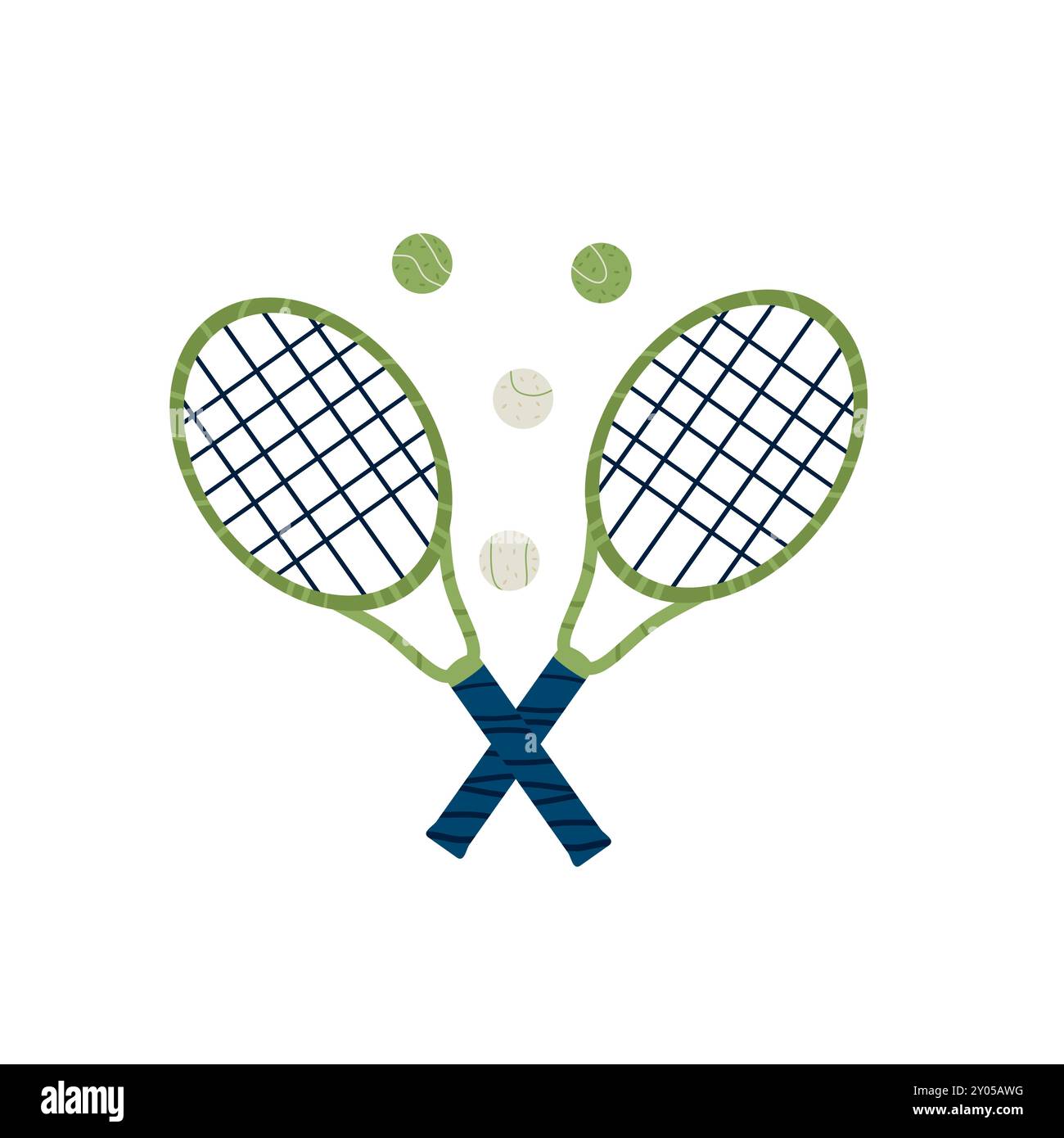 Tennis game emblem. Vector tennis rackets and balls isolated on white ...
