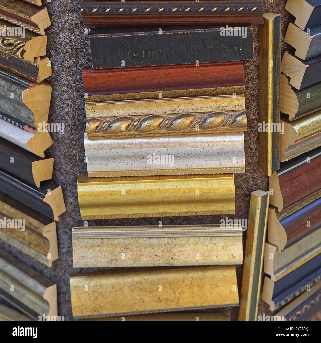 Picture frame colour samples wooden material Stock Photo - Alamy