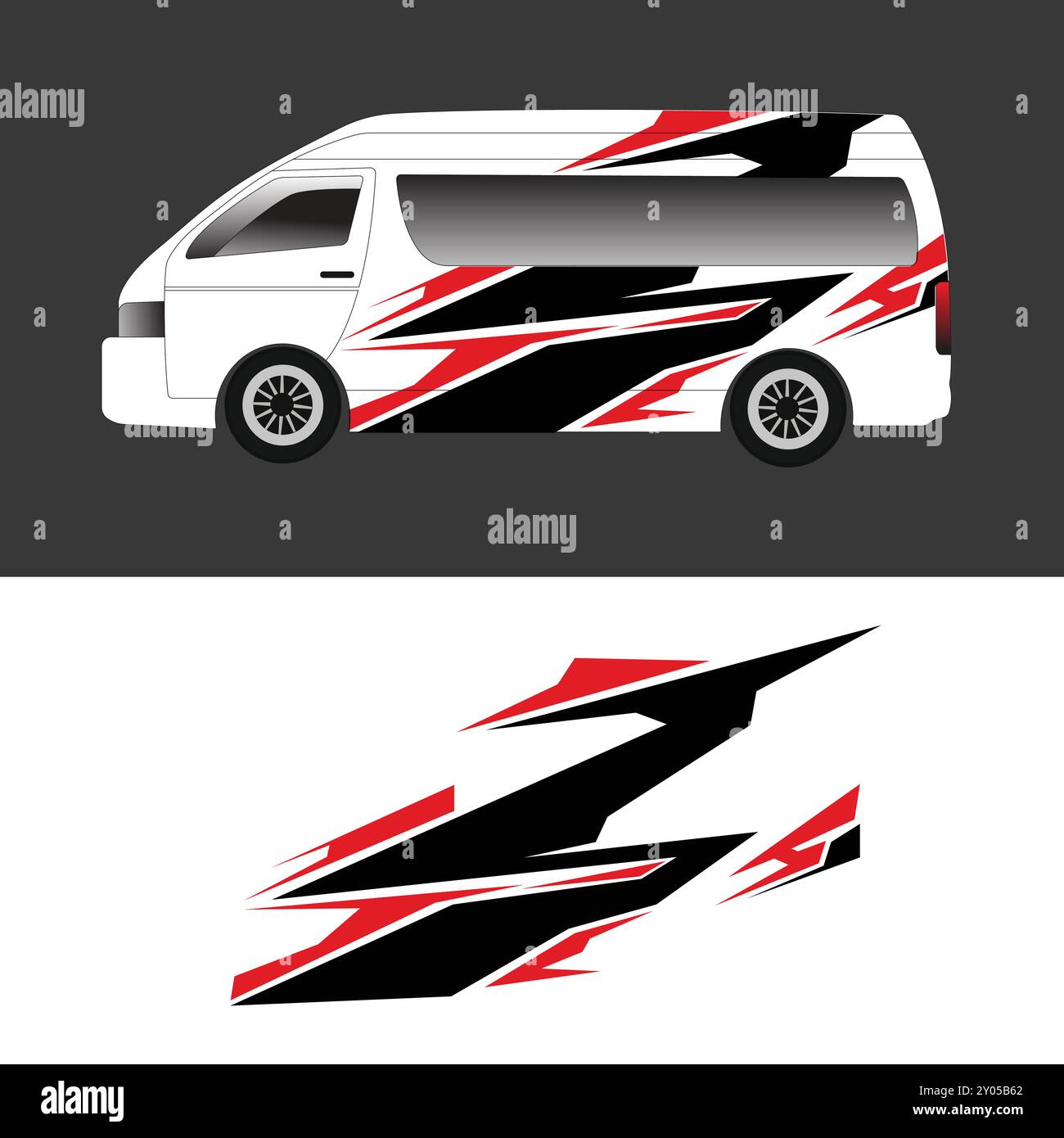 car van decal design vector. commercial van wrap decals Stock Vector ...
