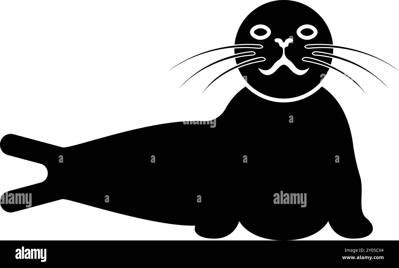 Seal lying icon black color vector illustration image flat style simple ...