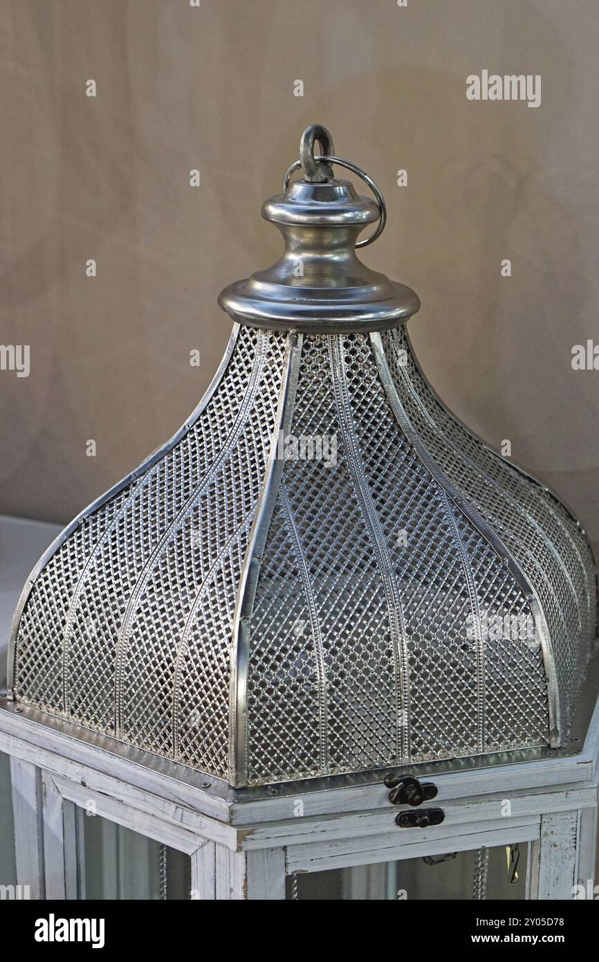 Ornate tin metal lantern top decor Stock Photo - Alamy