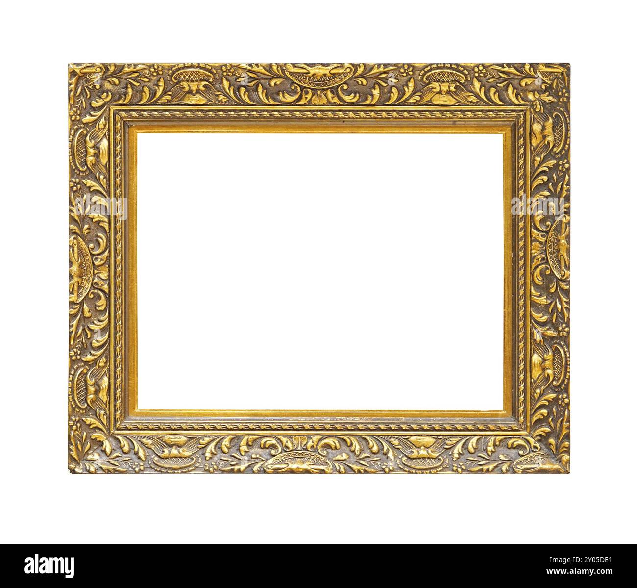 Rustic gold frame isolated on white Stock Photo - Alamy