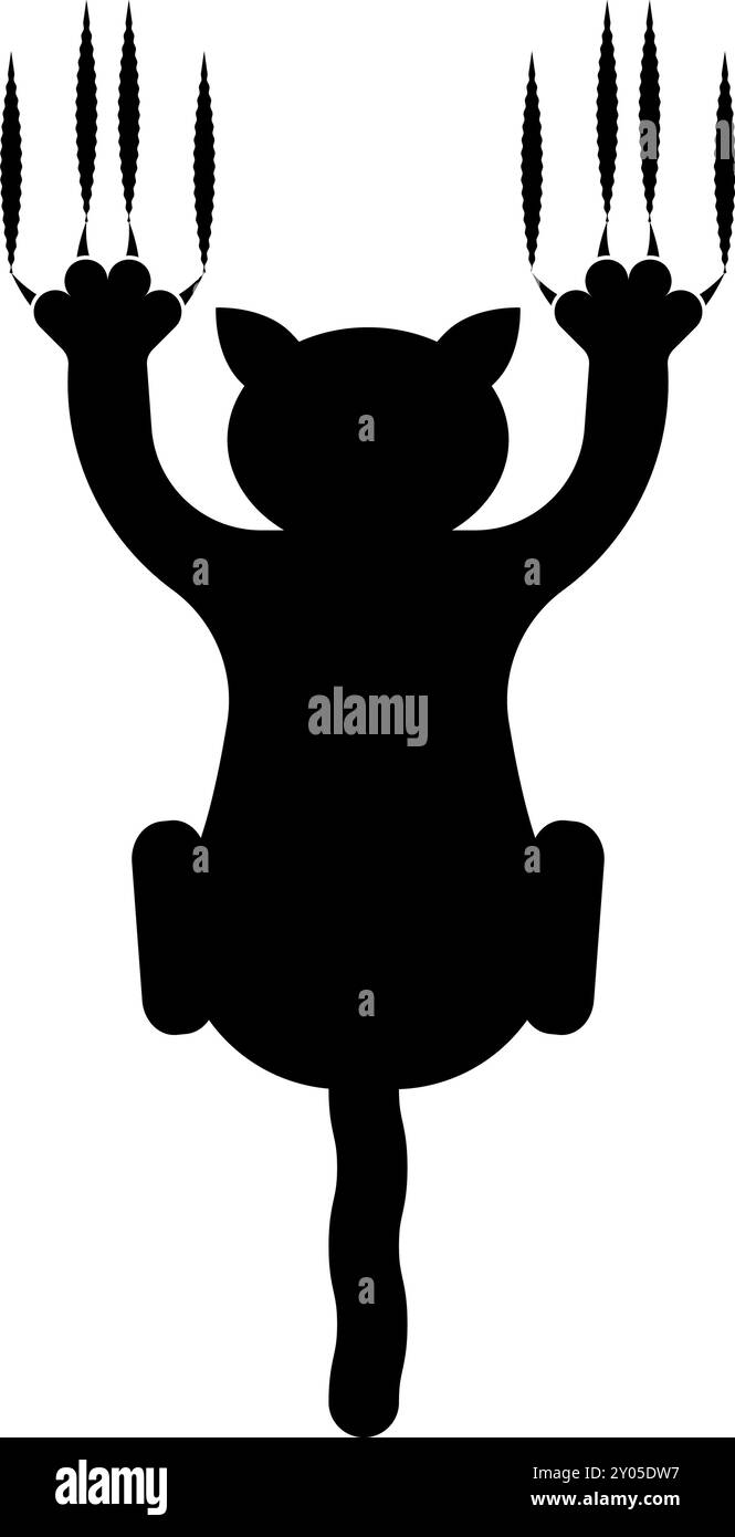 Cat scratching with claw marks harm icon black color vector ...