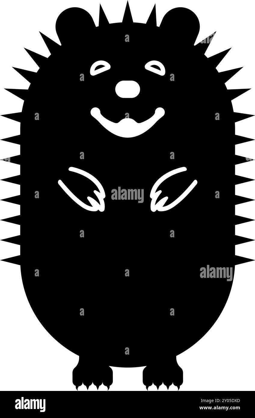 Cute hedgehog icon black color vector illustration image flat style ...