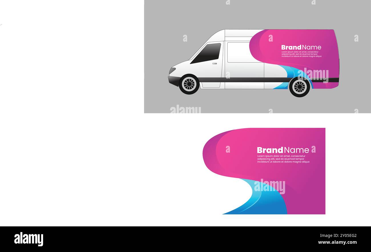 cargo van body wrap sticker design vector Stock Vector Image & Art - Alamy