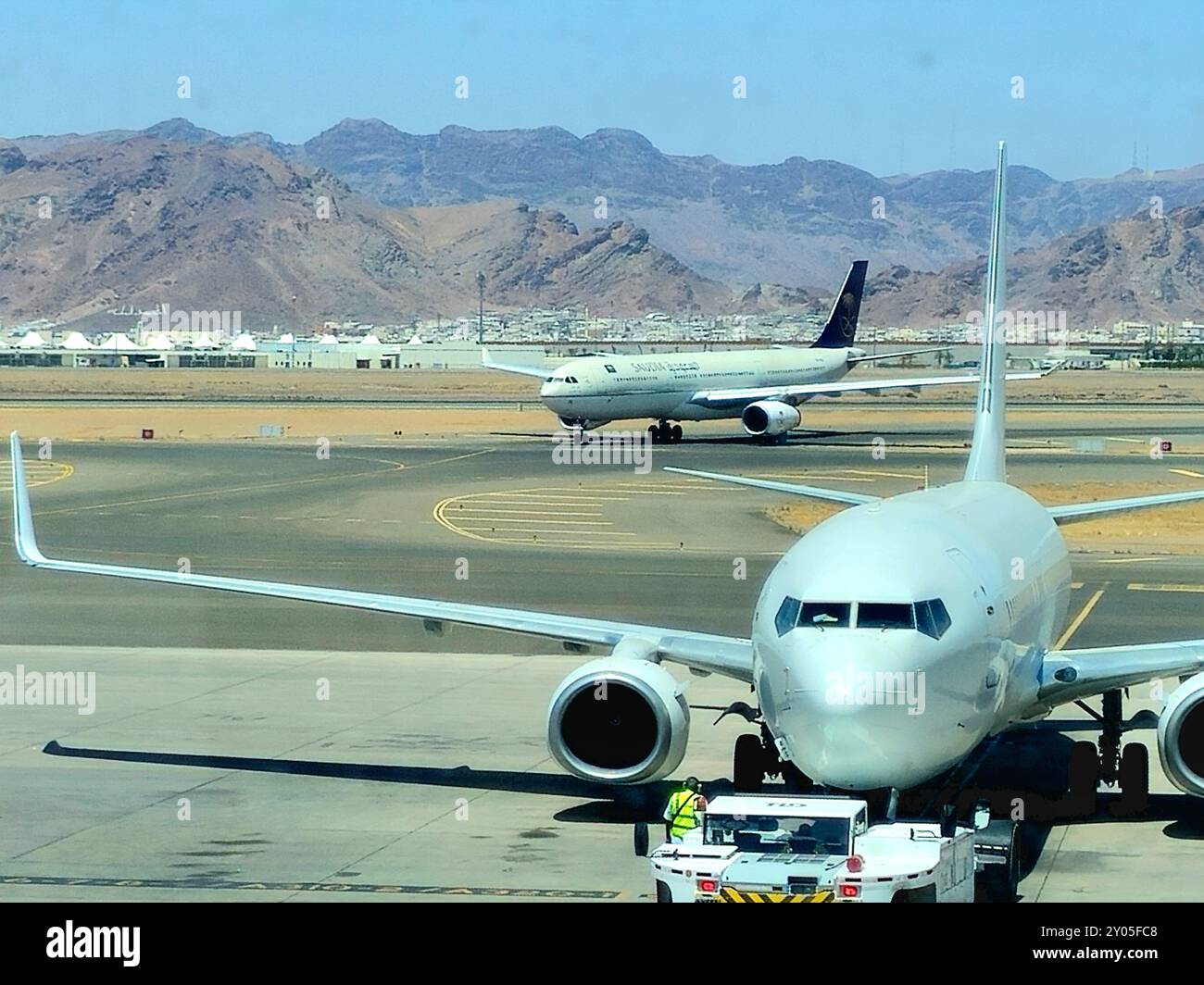 Medina, Saudi Arabia, June 29 2024: Saudi Airlines plane in Prince ...