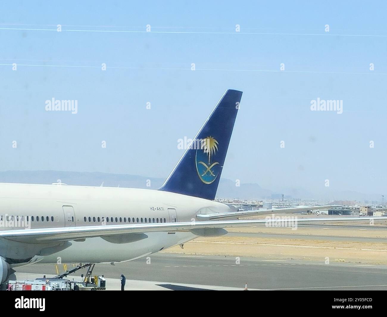 Medina, Saudi Arabia, June 29 2024: Saudi Airlines plane in Prince Mohammad Bin AbdulAziz ...
