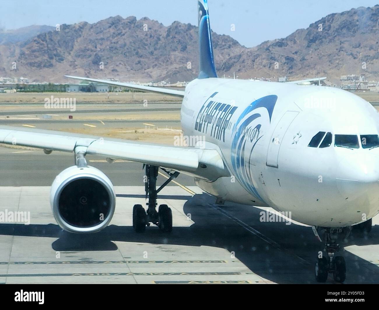 Medina, Saudi Arabia, June 29 2024: Egypt Air plane in Prince Mohammad ...